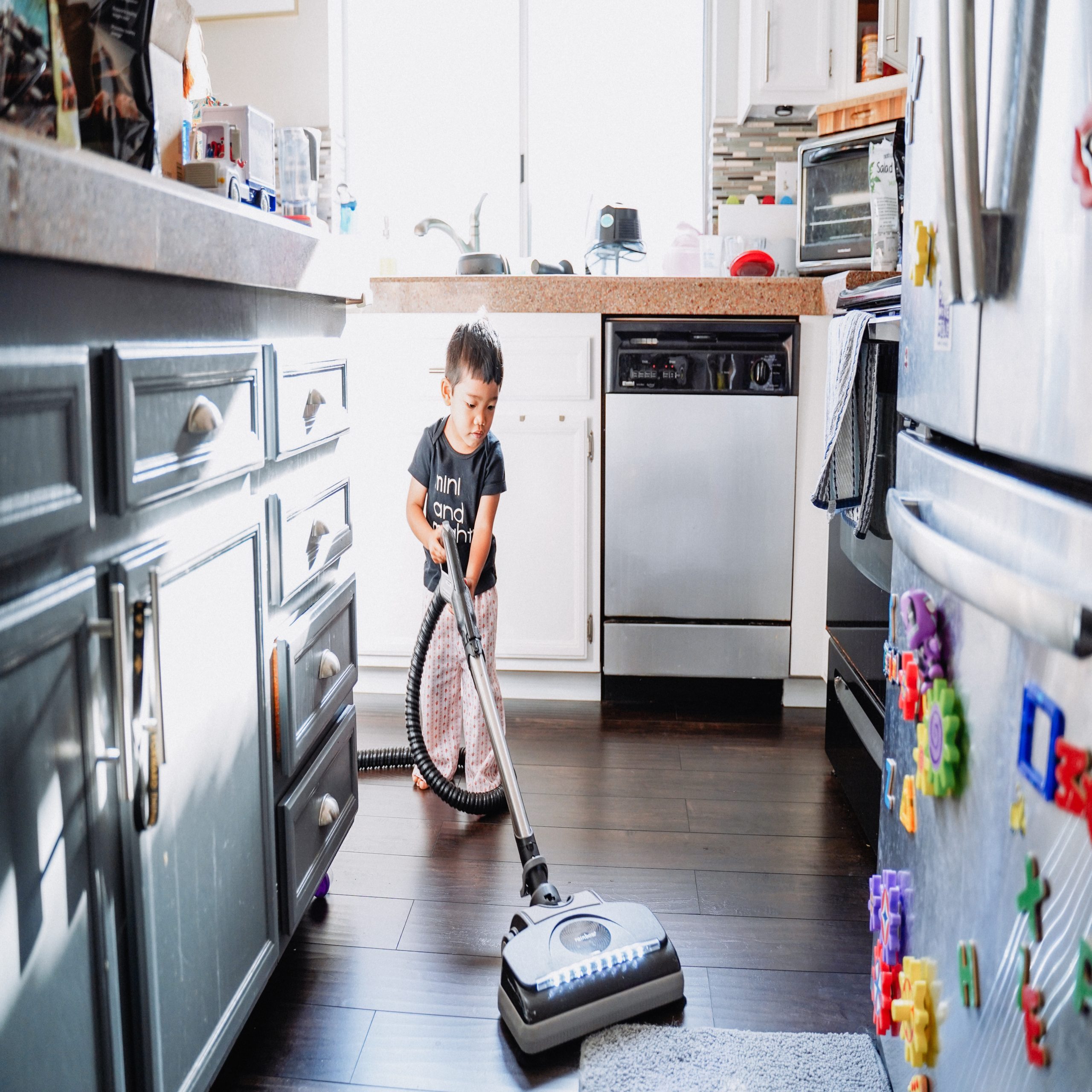 kid doing chores